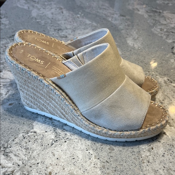 Toms | Shoes | Toms Beige Suede Wedge Espadrilles Size 1 | Poshmark